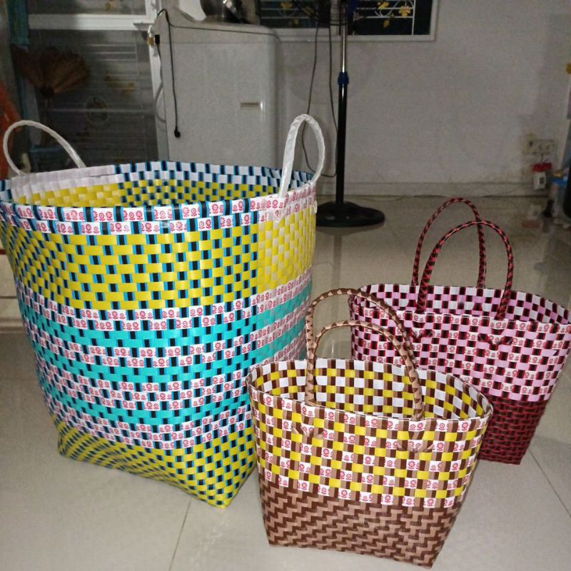 Patterned Plastic Woven Basket | Shopee Philippines