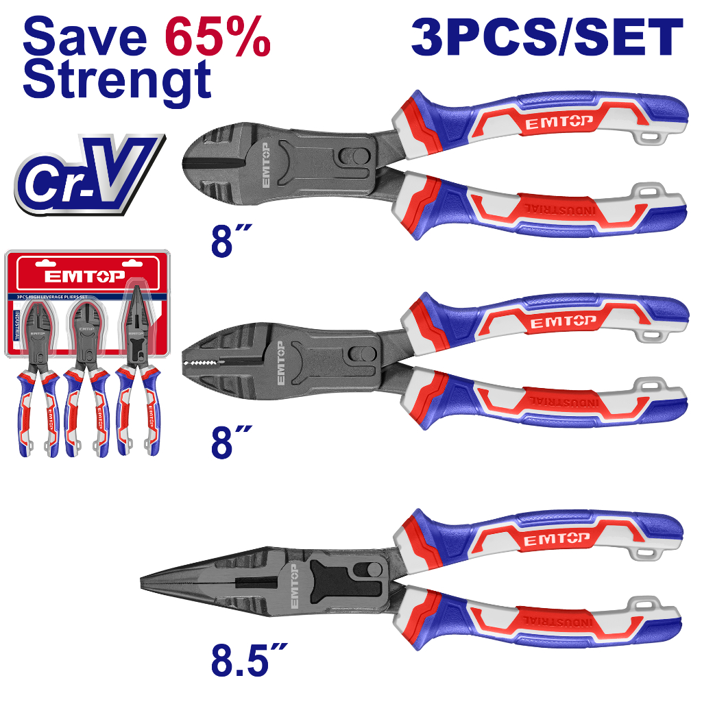 EMTOP Pliers Set 3pcs Heavy Duty Model EPLS2351 | Shopee Philippines
