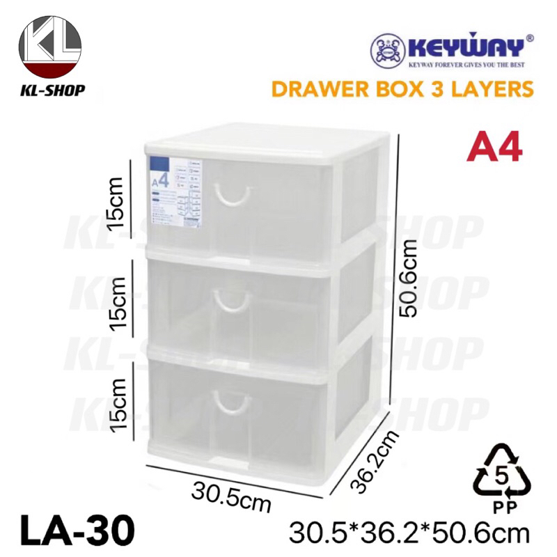 Keyway Drawer Box (Can Fit A4) Multipurpose 3-Layer Clear Color Durable ...