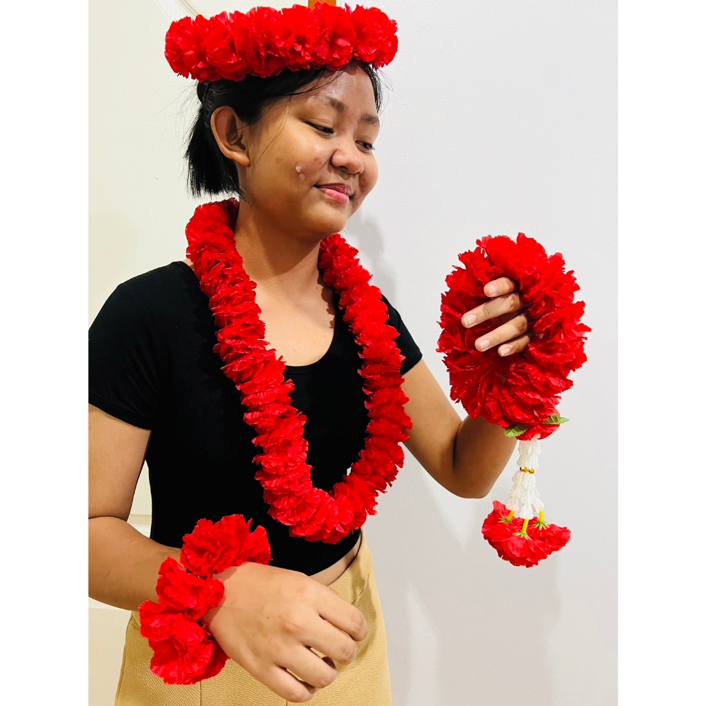 Costume Chao Rambut Wild Wig Afro Fake Hair Flower Garland Collar ...