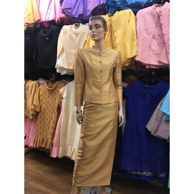 Thai Chitralada Dress Gold Color Italian Silk Grade A Thaidress ...