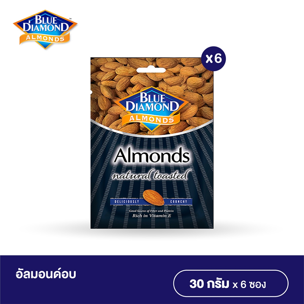 Blue Diamond Roasted Almonds 30g x 6 Sachets Natural Toasted 30 g. x6 ...