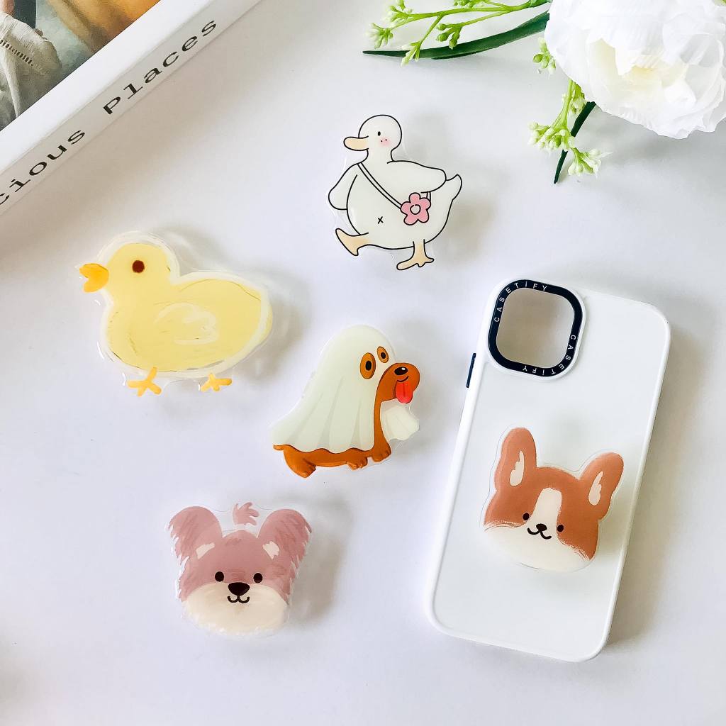 Griptok Acrylic Dog Blanket PopSocket Cartoon Back Mobile Phone Mount ...
