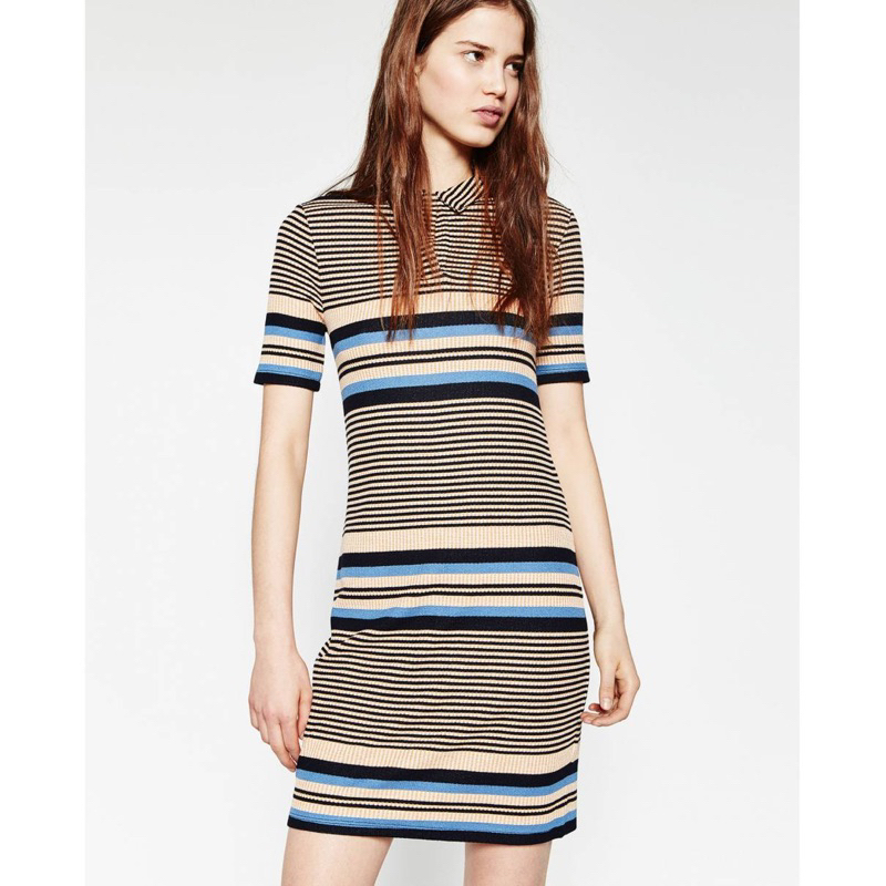 Collar Striped Dress zara Brand | Shopee Philippines