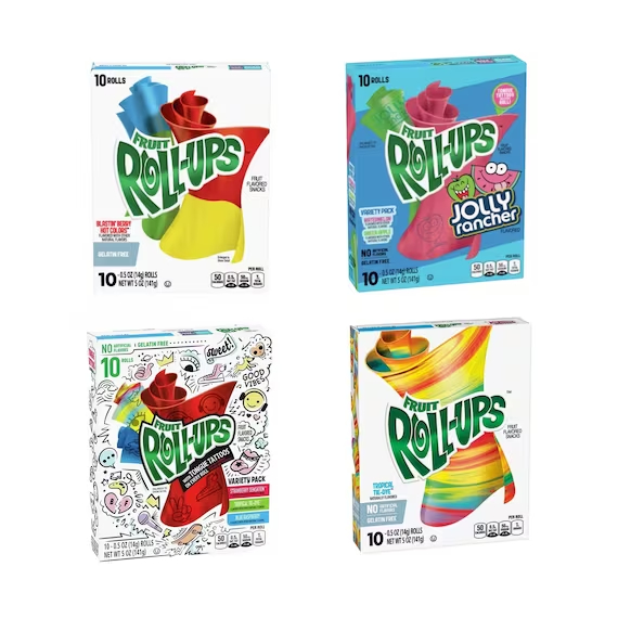 fruit roll ups with tongue tattoos 10 Rolls 141 Grams Weight 3 Flavors ...