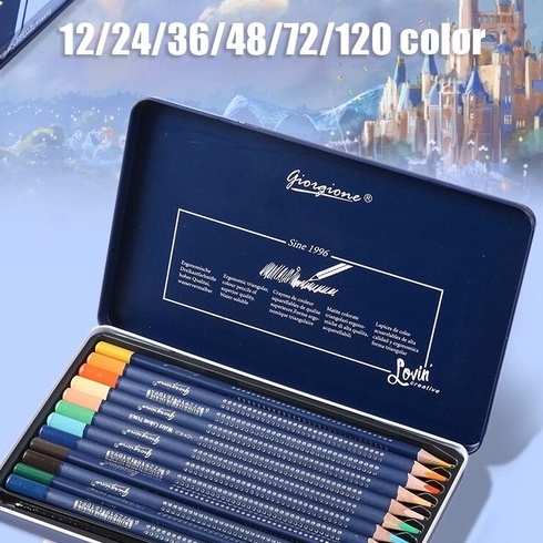 Giorgione Triangular Metal case Water-Soluble Color Pencil Set 12/36/48 ...