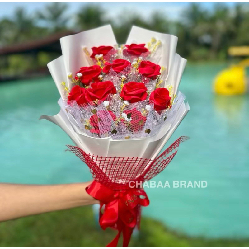 Soap Roses Bouquet Valentines Flower Bouquet!!Free Cute Pink Parcel Box ...