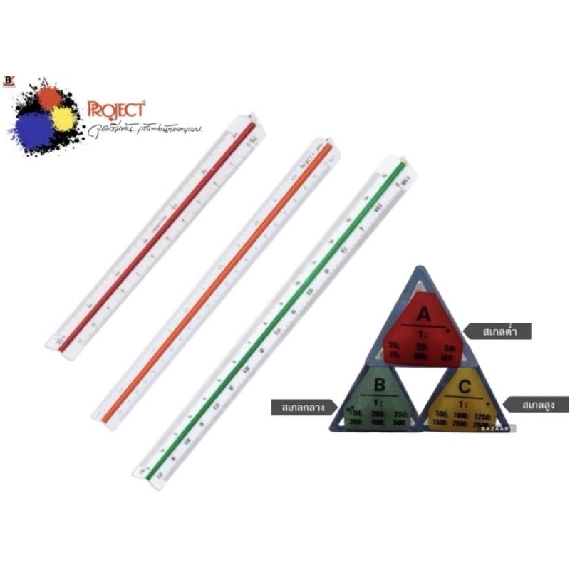 Project Ruler Triangular Scale 5-Blade Folding High Definition Used To ...
