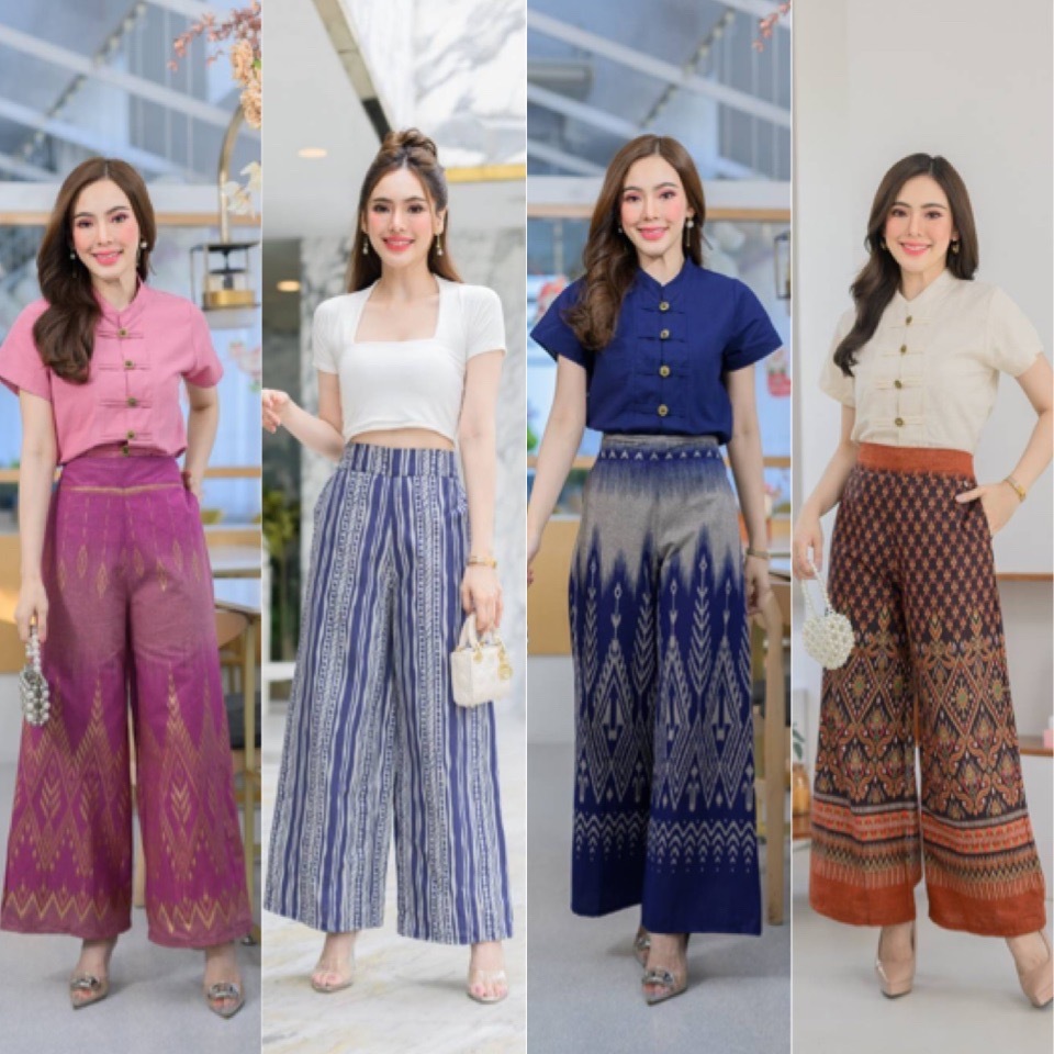 Thai Pattern Flared Pants Elastic Back Waist [Special Size For Fat ...