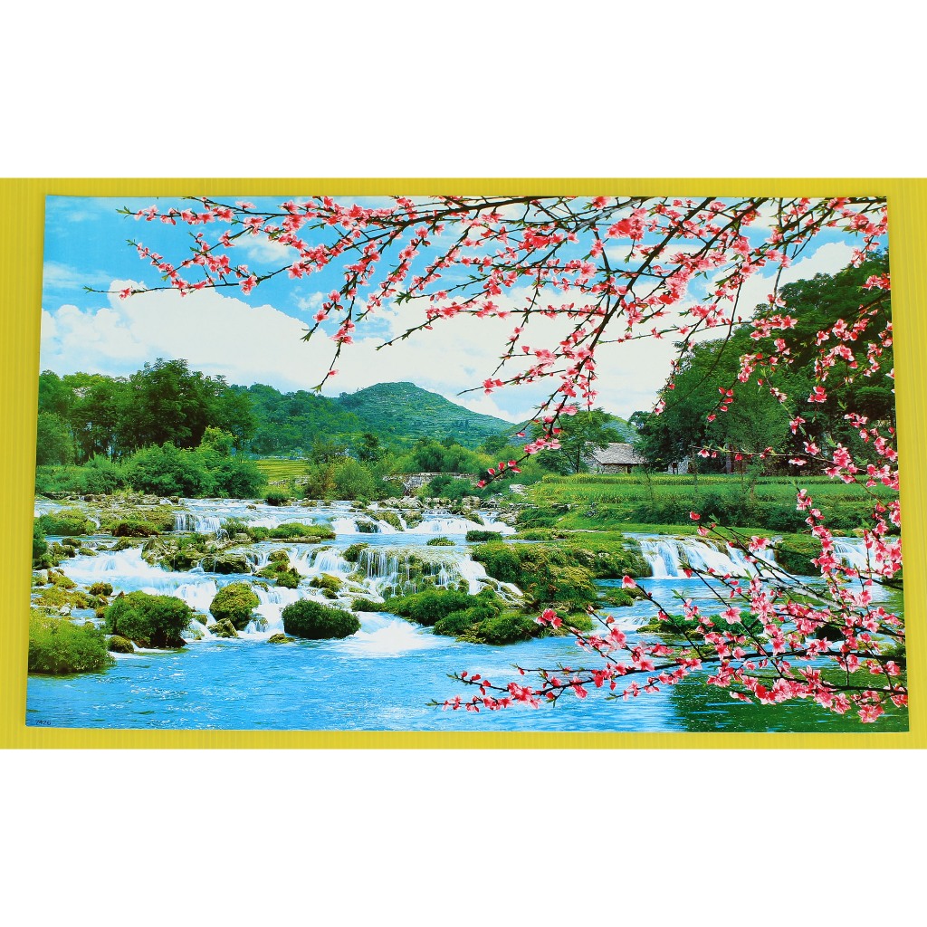 Poster Photo Waterfall Picture Of Mei Flower Landscape Nature ...