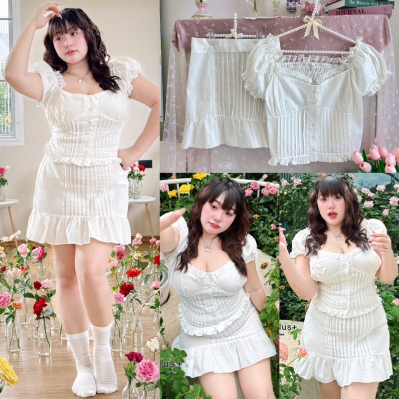 Mobi Set 2-Piece Princess Collar Shirt Doll Sleeves Pleated Full Body ...