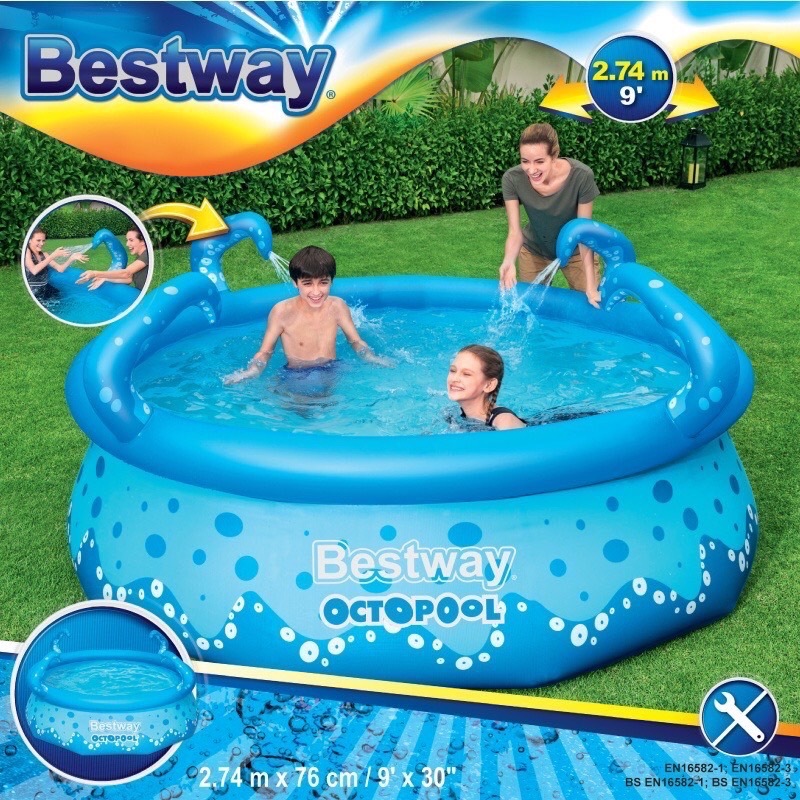Bestway Octopool Inflatable Children Pool Big Size 9 Feet | Shopee ...