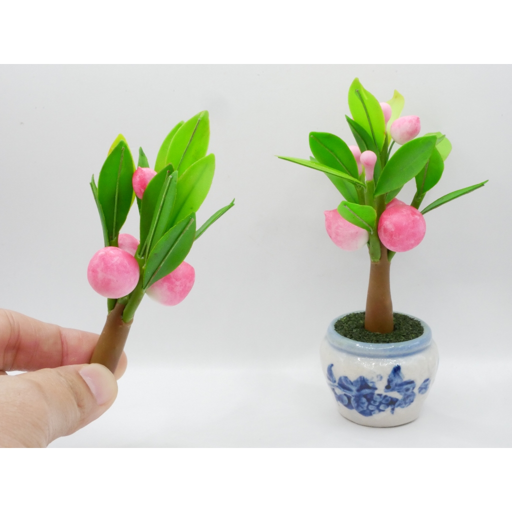 Peach Tree Auspicious Clay Work Miniature Tiny Wood | Shopee Philippines