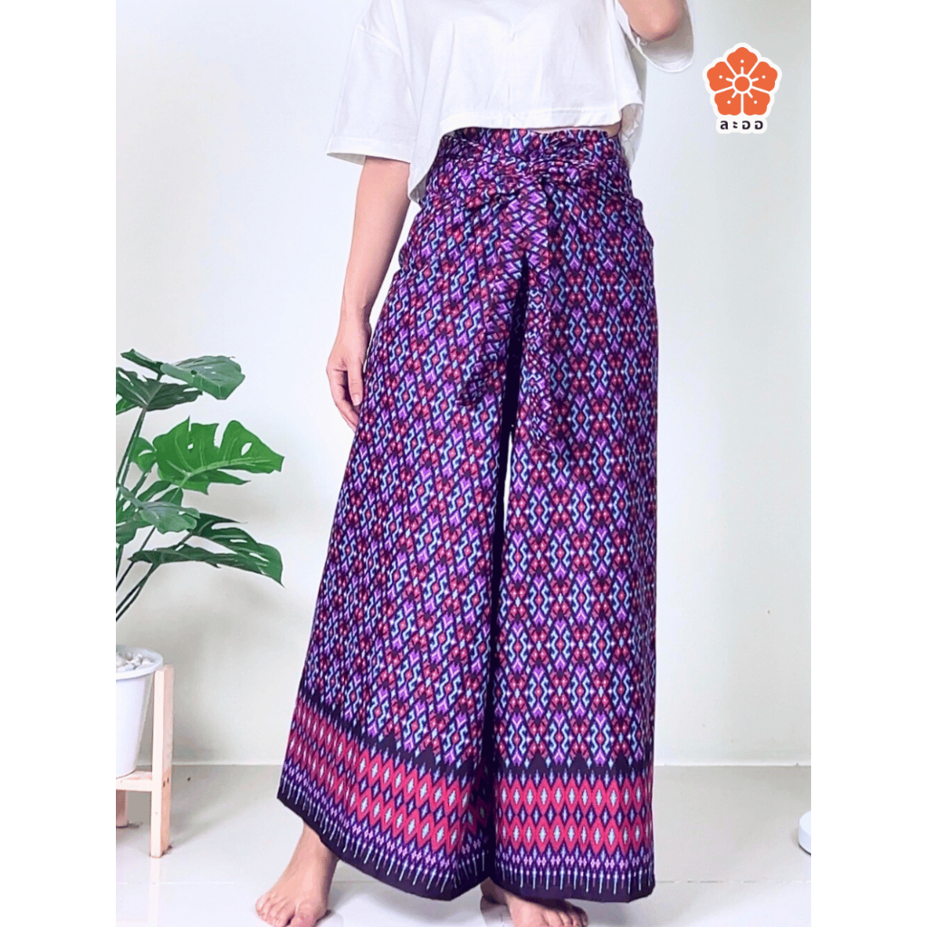 Thai Pattern Pants Fabric Long Khaki Legs Wear At Home To Sleep ...