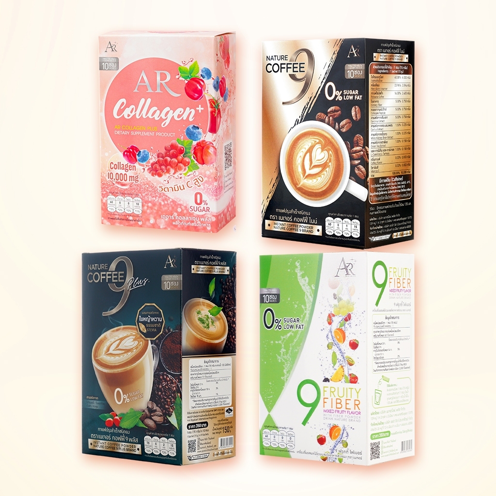 Beauty Duo Set (2 Boxes) AR Collagen Plus + Coffee Nine + 9 + 9 Fruity ...