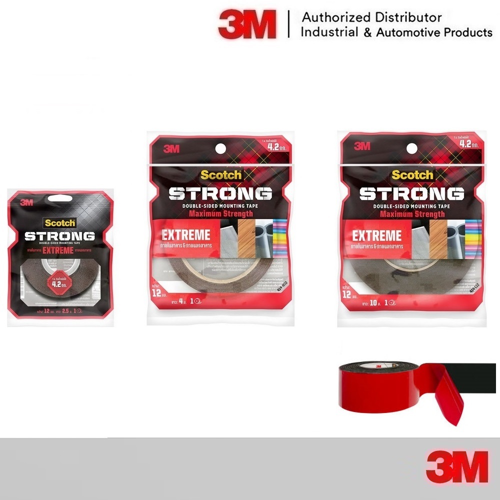 3m Black High Adhesive Tape Scotch Strong Extreme Double-Sided Mounting 12mm Width | Shopee ...