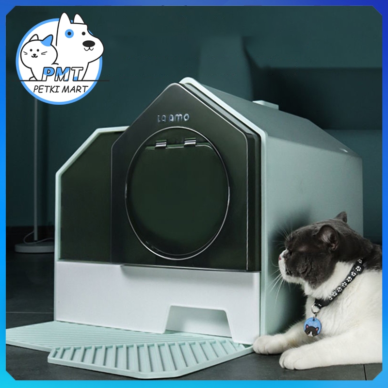 PMT Cat Toilet House Shape Prevent Odor And Bacteria Sealed With Litter ...