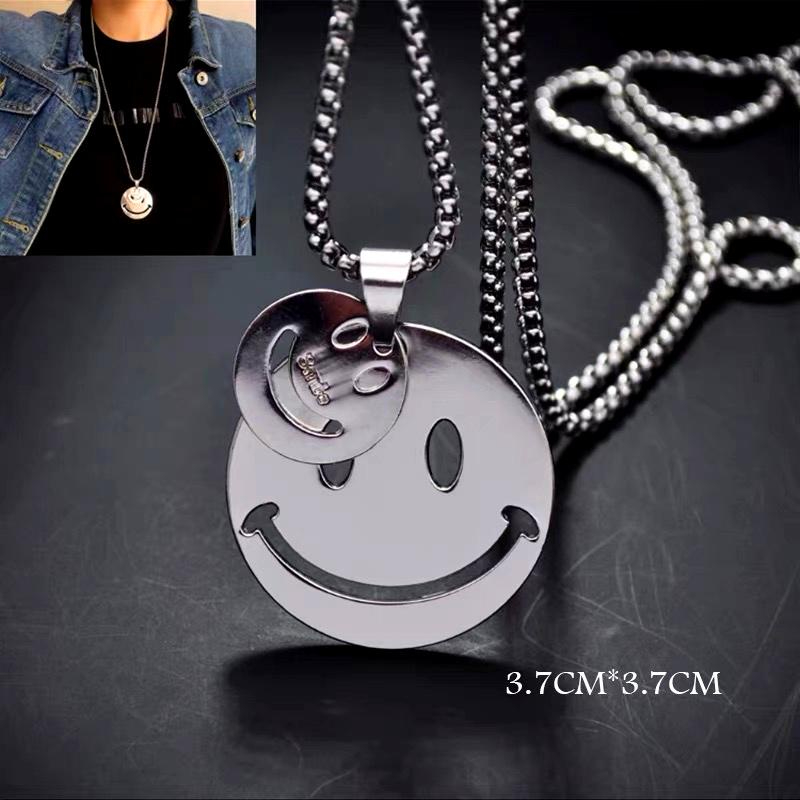 Hip Hop Size Smiley Face Necklace Non-Fading Titanium Steel Material ...