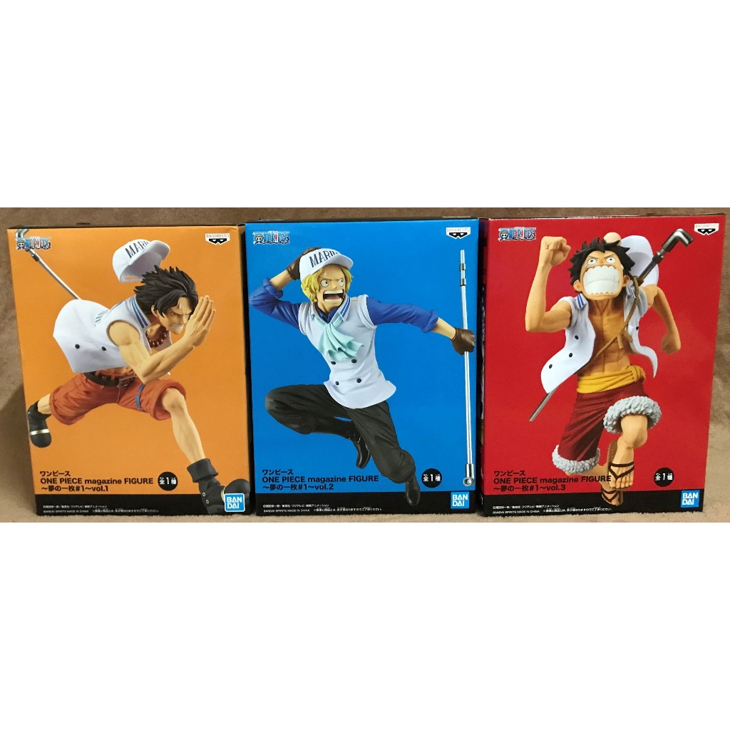 Banpresto One Piece Magazine Figure Luffy Ace Sabo Golden Cat | Shopee ...