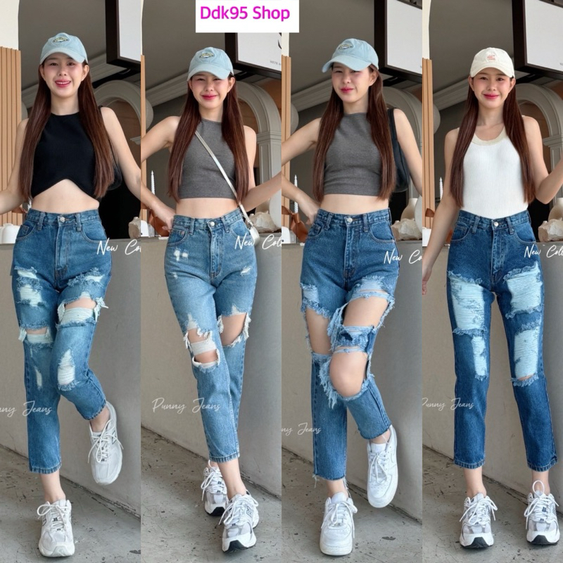 punny Boy jeans Torn Dress No Stretch Fabric Label Work Peny | Shopee ...