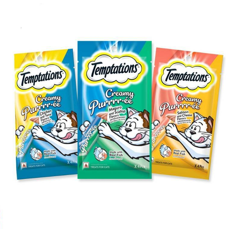 Temptations Cat Snacks Lick Creamy Perempuan Size 12g x 4 Sachets ...