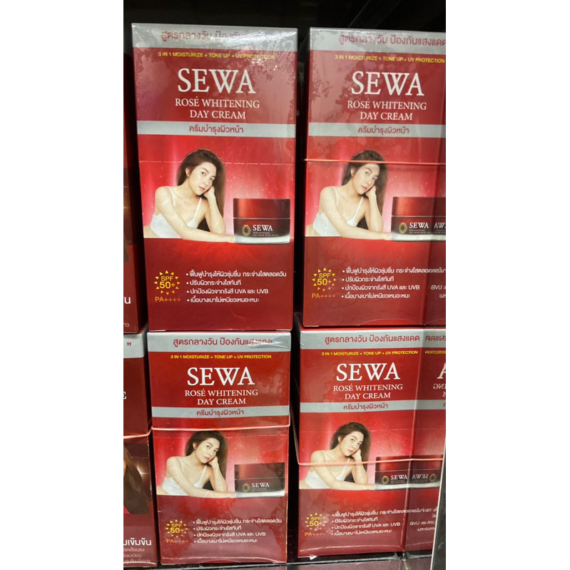(1 Box Contains 6 Sachets *) SEWA ROSE WHITENING DAY CREAM Facial Sun Protection Formula ...