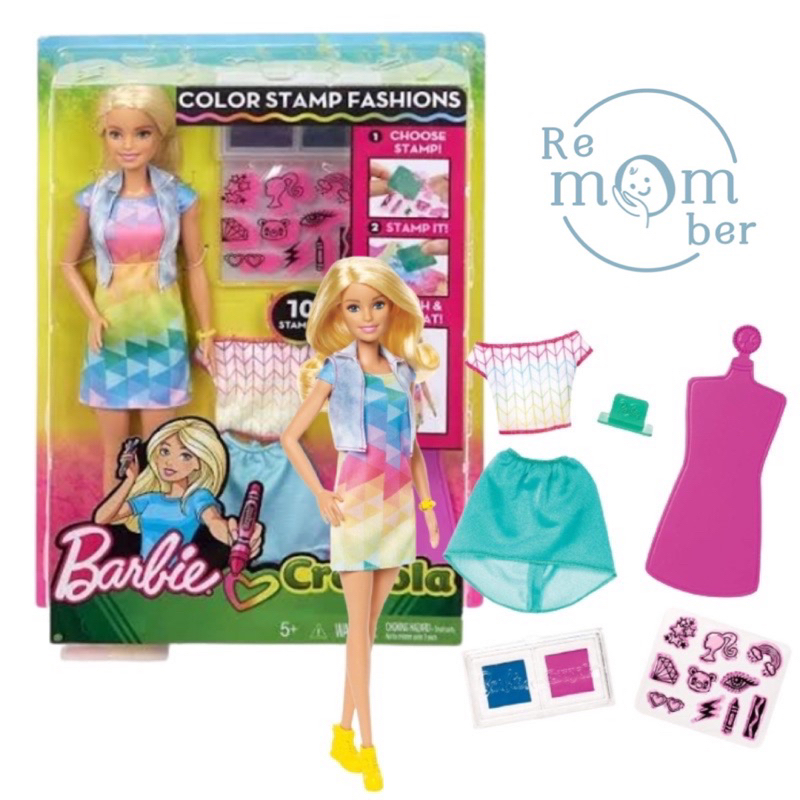 Barbie Crayola Color Stamp Fashion Doll With Coloring Pump Washable Set ...