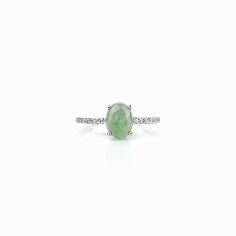 3AC-57.CZ1-JA.GR Genuine Jade Ring 1 5 * 7mm Burma 925 Sterling Silver ...