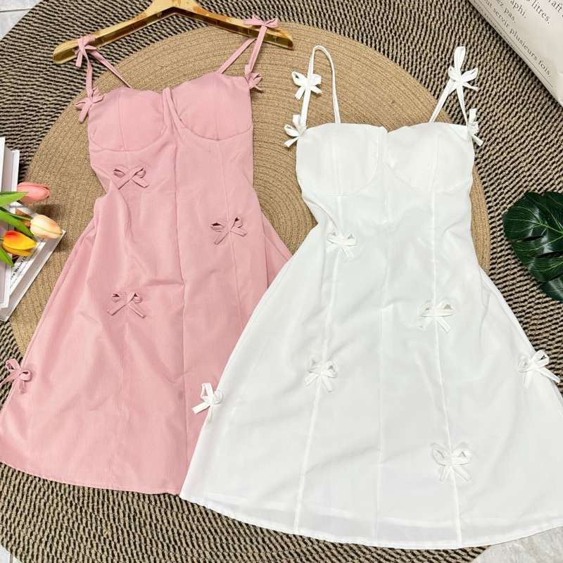Dress (Bow Strap) With Sponge Full Bow (DU-8) | Shopee Philippines