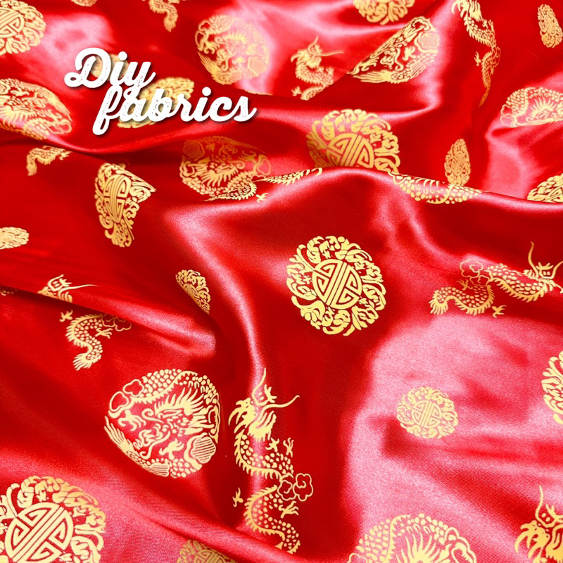 Chinese New Year Fabric Silk Crepe Pattern Satin Mei Flower Dragon 44 ...