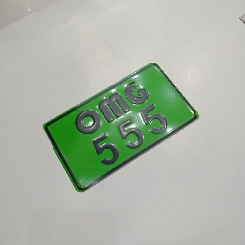 Number Plate (Grazy Word) OMG 555 Green All Model Length=16.5 Width=9.5 ...