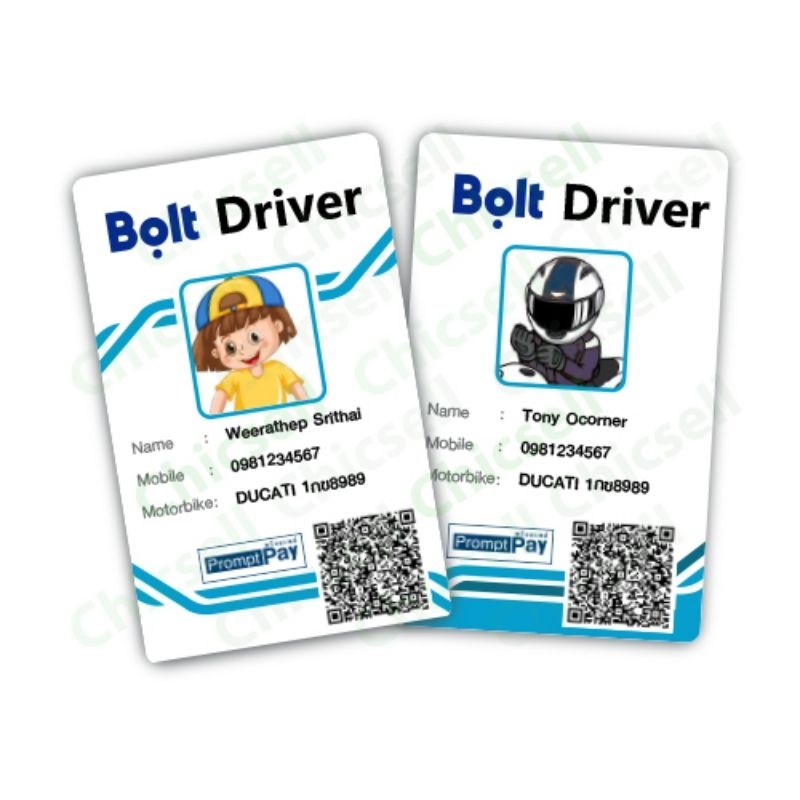 PVC Employee card "bolt driver" id QR CODE With Real Money Payment ...