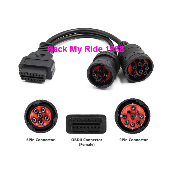 Conversion Cable Extension Head Truck Machine 6pins And 9 pins To OBD2 ...