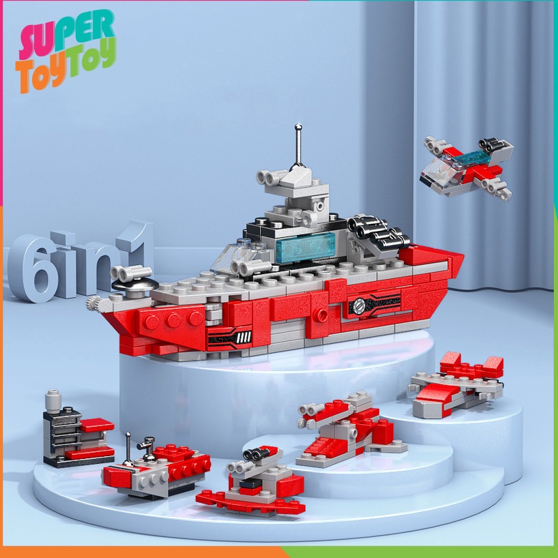 6in1 Building Blocks Police Car Fire Truck Children's Toys Enhance ...