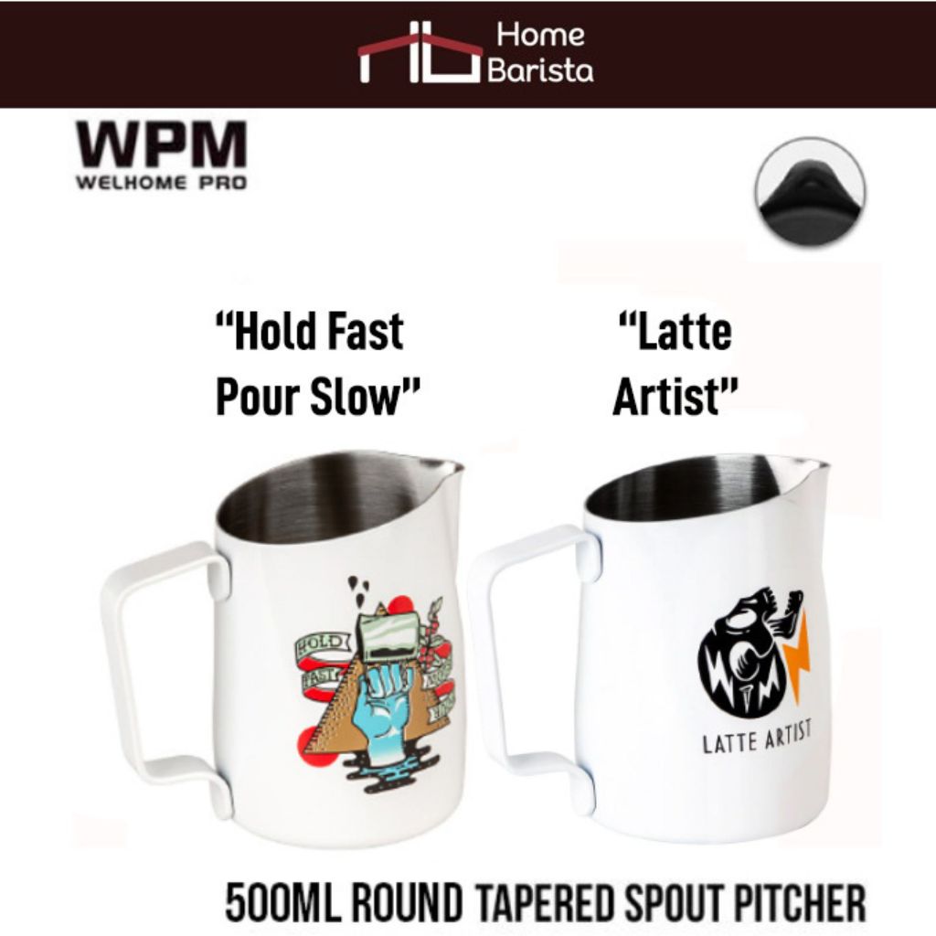 Home Barista Milk Pitcher WPM Size 500ml (Round Tapered Spout) – "Hold ...