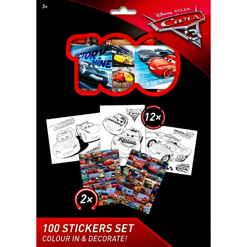 CARS 3 100 STICKERS SET Color in and decorate English. Colouring With ...