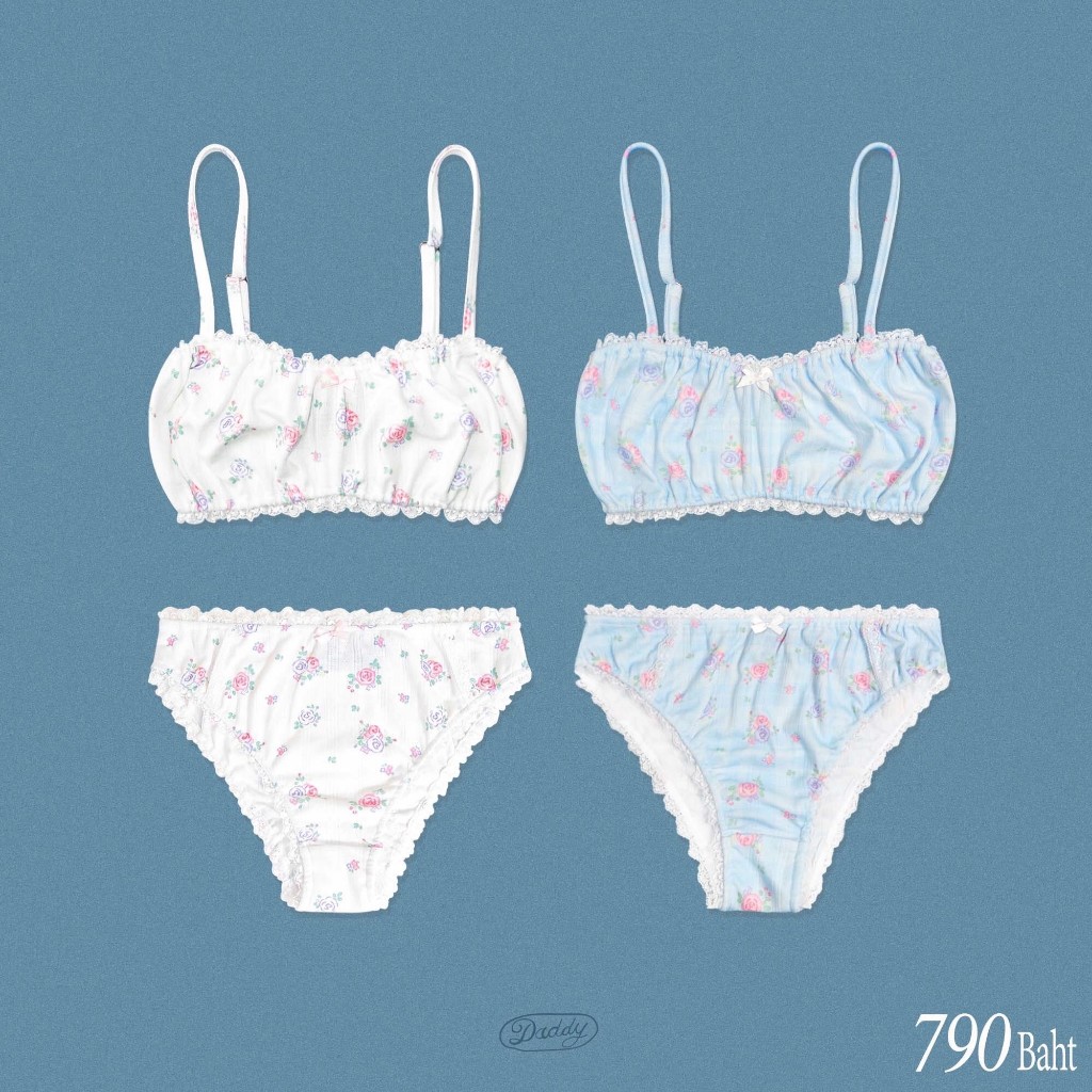 Daddy Trixie Bra And Underwear Set Super Cute 2 Colors Rose Pattern