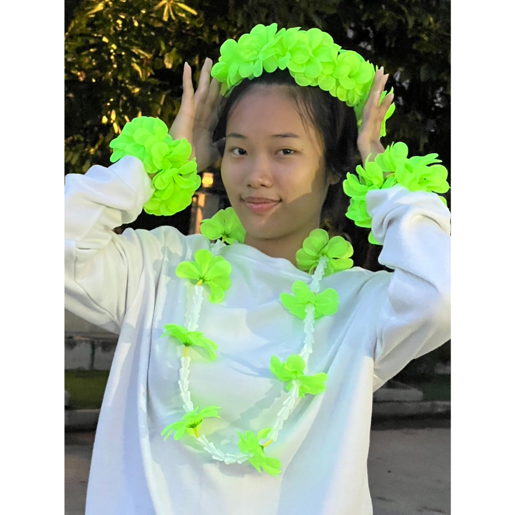 Green Hawaiian Flower Garland 4 Piece Set | Shopee Philippines