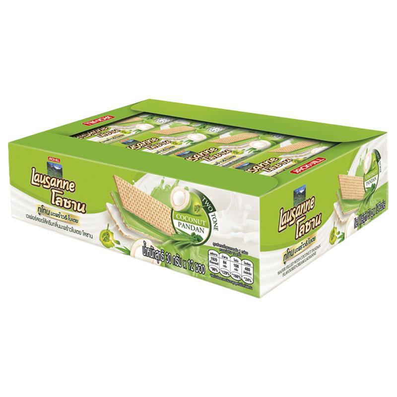 Loshan Two Tone Wafer With Pandan Coconut Flavoured Cream 30g x 12 ...