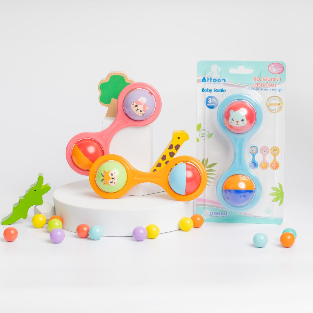 ATTOON Hand-Held Rattle Development Toy (Mixed Colors) | Shopee Philippines