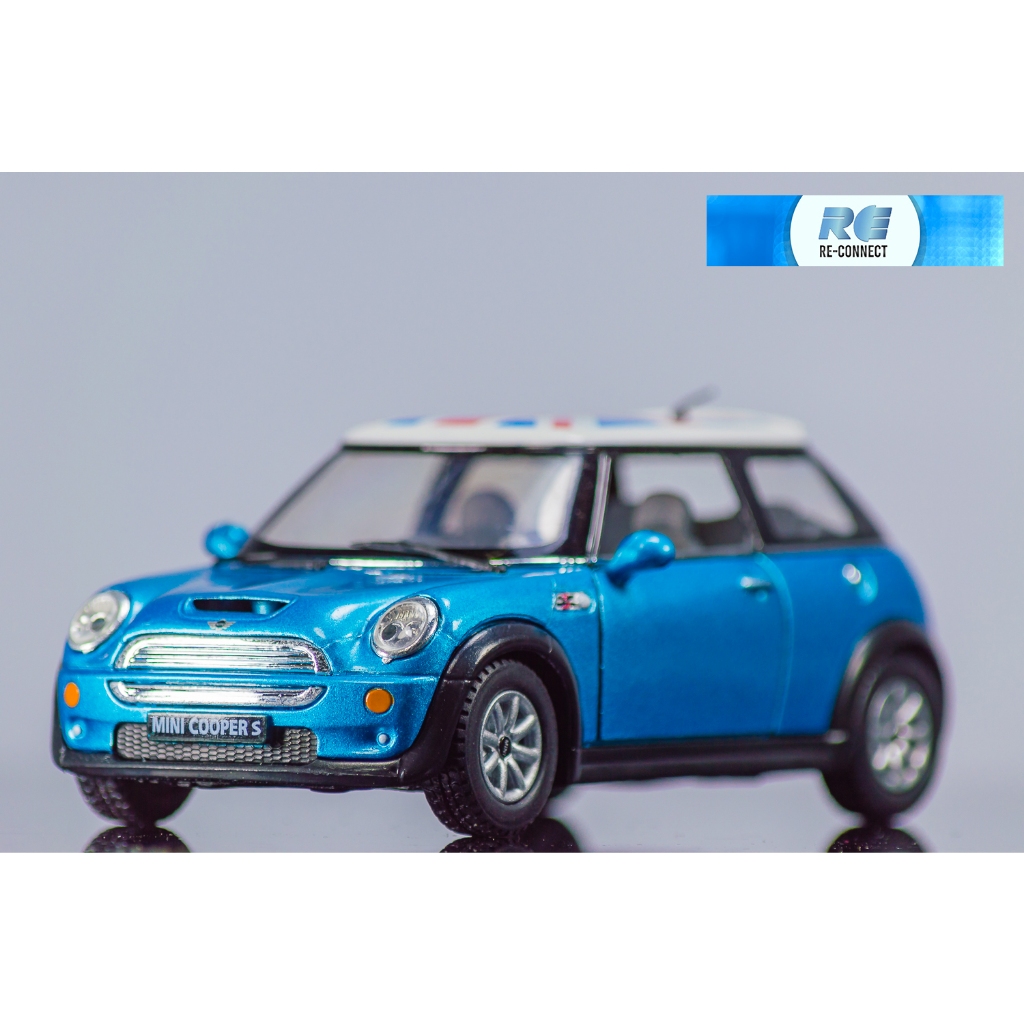 Mini Cooper S Model British Flag Roof Toy Collectible KINSMART 1: 28 ...