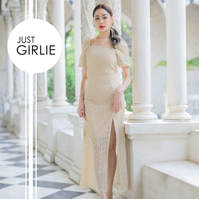 ️Dress Darlene ️Long Lace Perch Shoulder Dress Fresh Red Theme ...