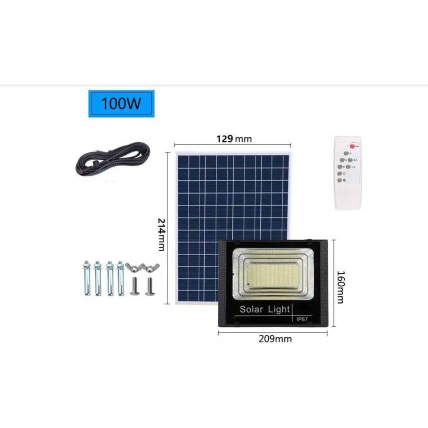 solar cell Spotlight 25w 50w 100w Lamp With Panel | Shopee Philippines