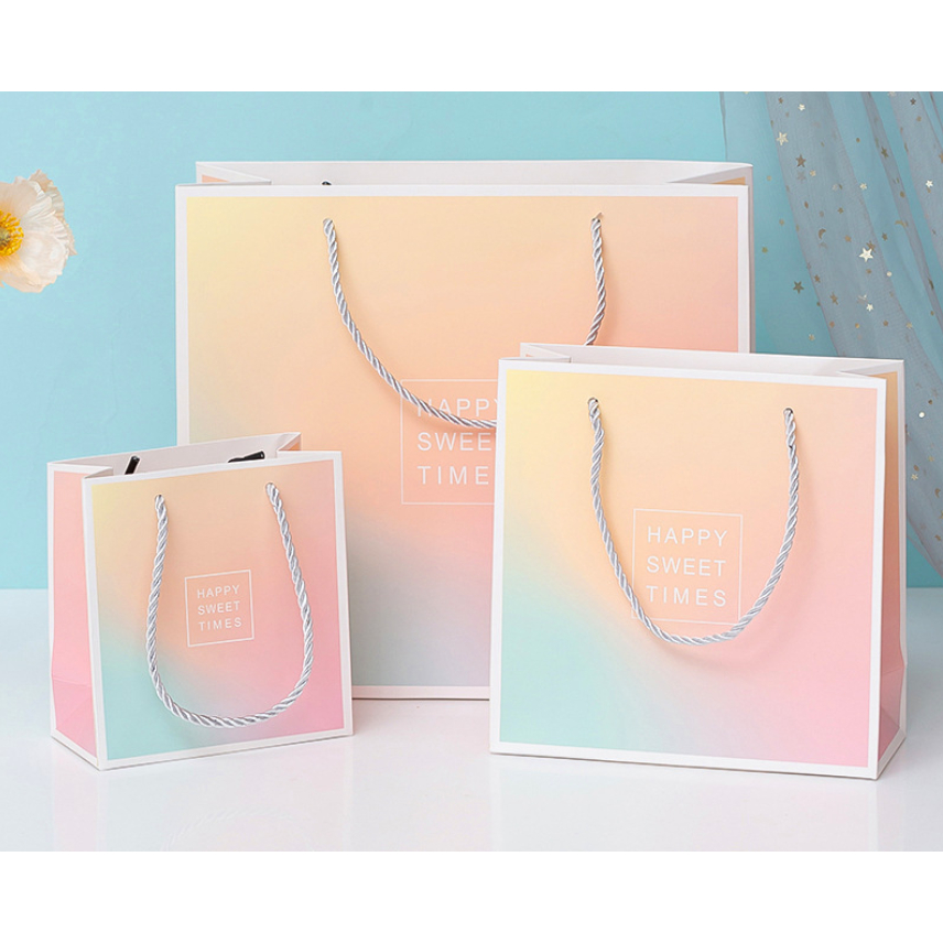 bag Gift Handle Cute Beautiful Paper Pastel Color With English Border ...