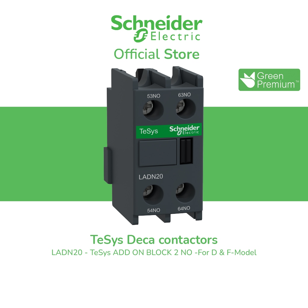 Schneider Electric Auxiliary contact block Tesys Deca Model 2NO front ...