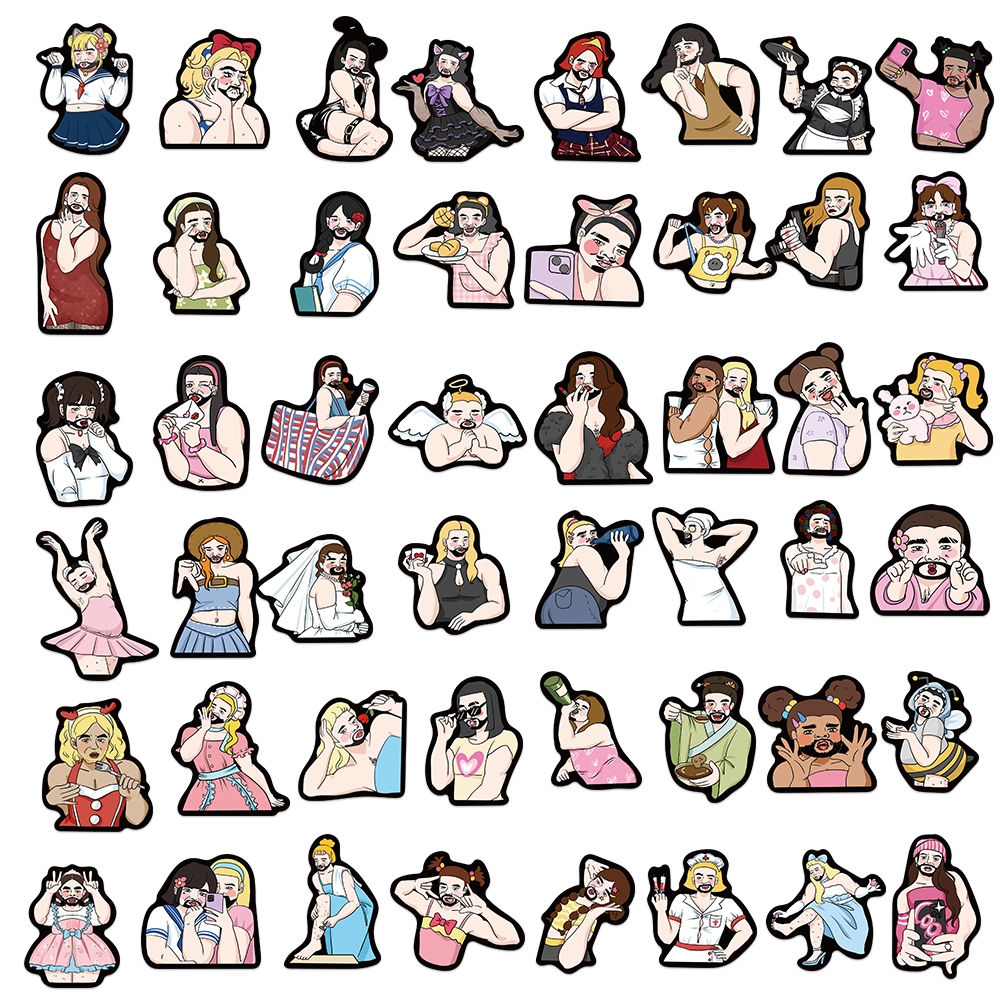 male-to-female (MtF) Sticker Cartoon Anime l cosplay 50 Sheets FAT man ...
