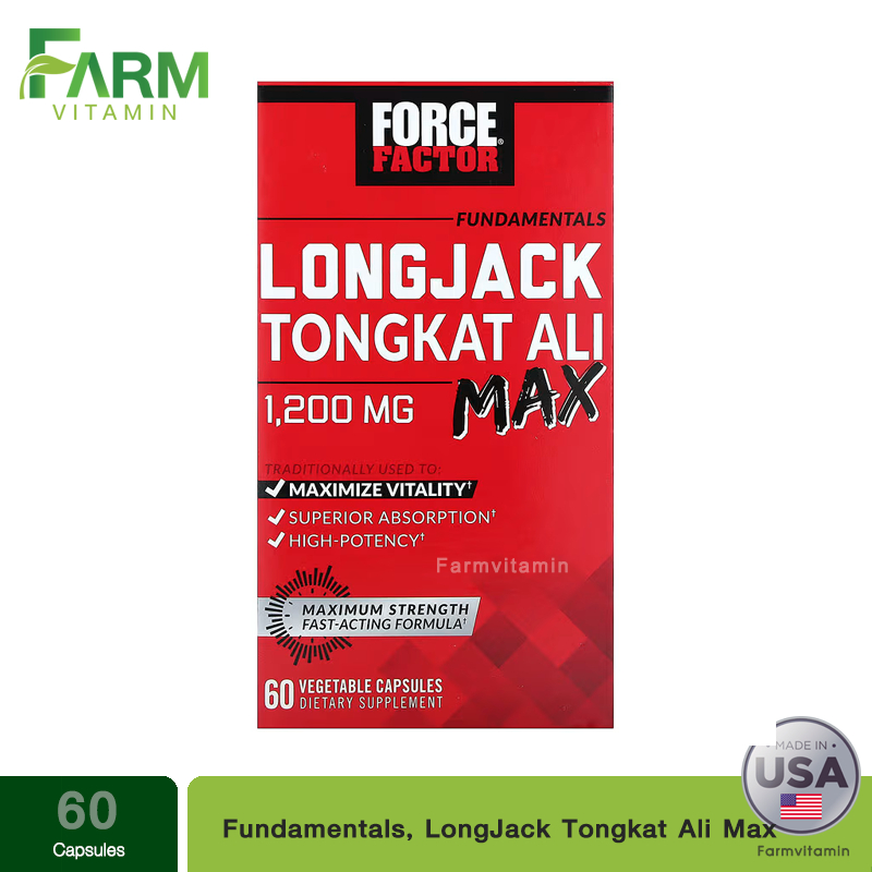 Force Factor Fundamentals LongJack Tongkat Ali Max 1 200 mg 60 Vegetable Capsules (600 per ...