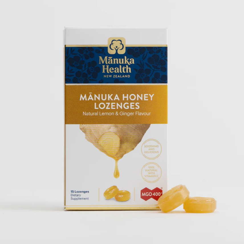 Manuka Health Lozenges Honey Ginger & Lemon Flavor Mānuka (15 Tablets ...