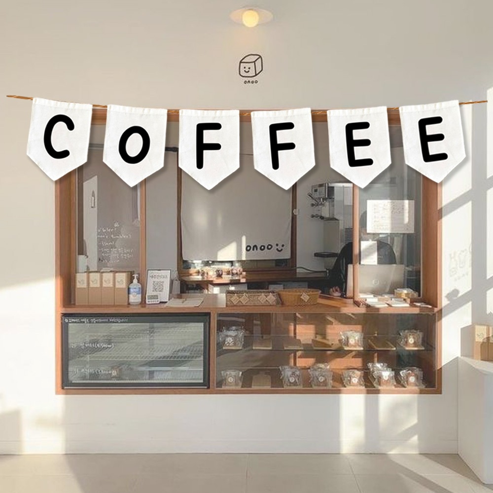 Coffee Shop Decoration Flag (Free Rope) Calico With 6 Text Set ...