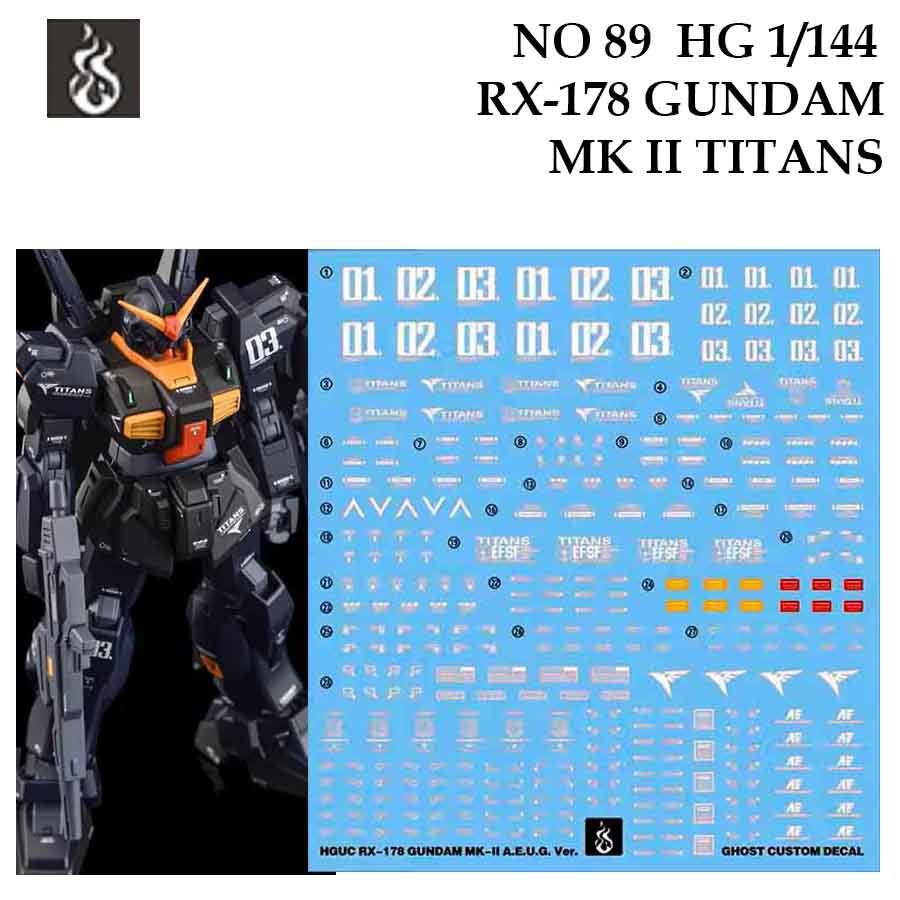 WATER DECAL [GHOST] HG 89 s RX-178 GUNDAM MK II TITANS 1/144 [White ...
